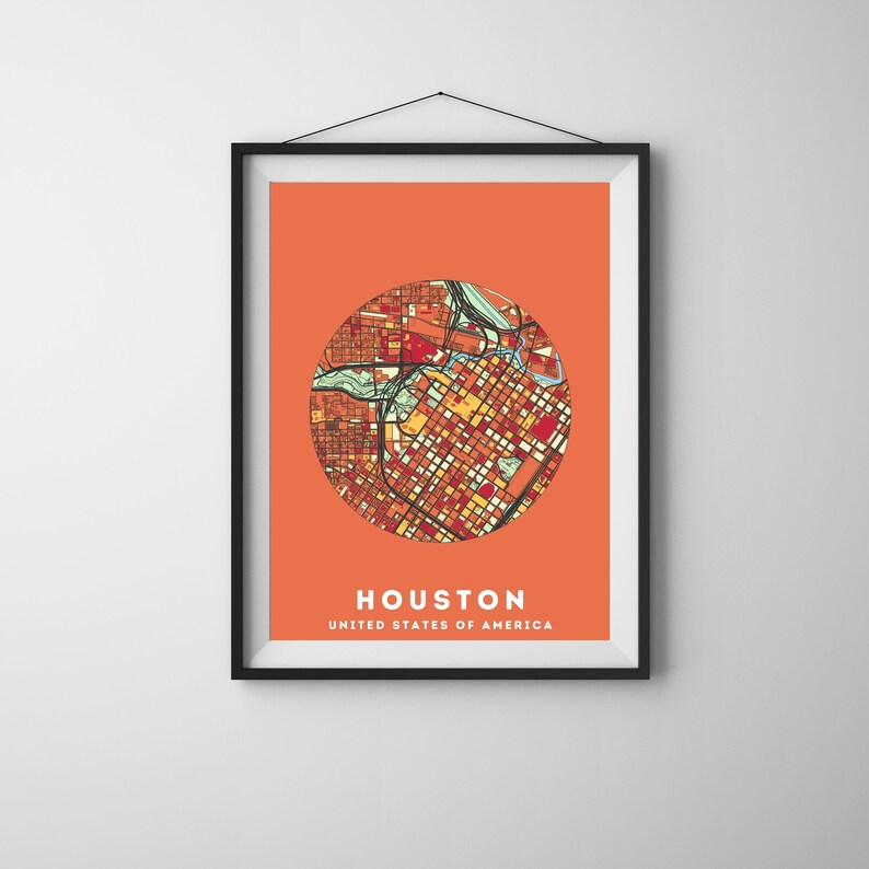 Houston Map Print Houston Map Poster Houston Wall Print - Etsy