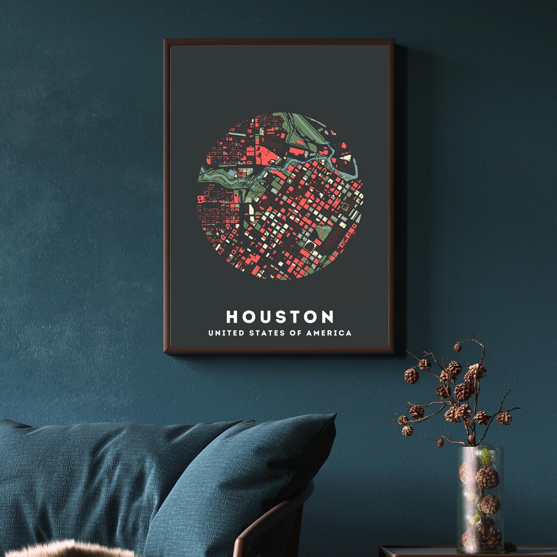 Houston Map Print Houston Map Poster Houston Wall Print - Etsy