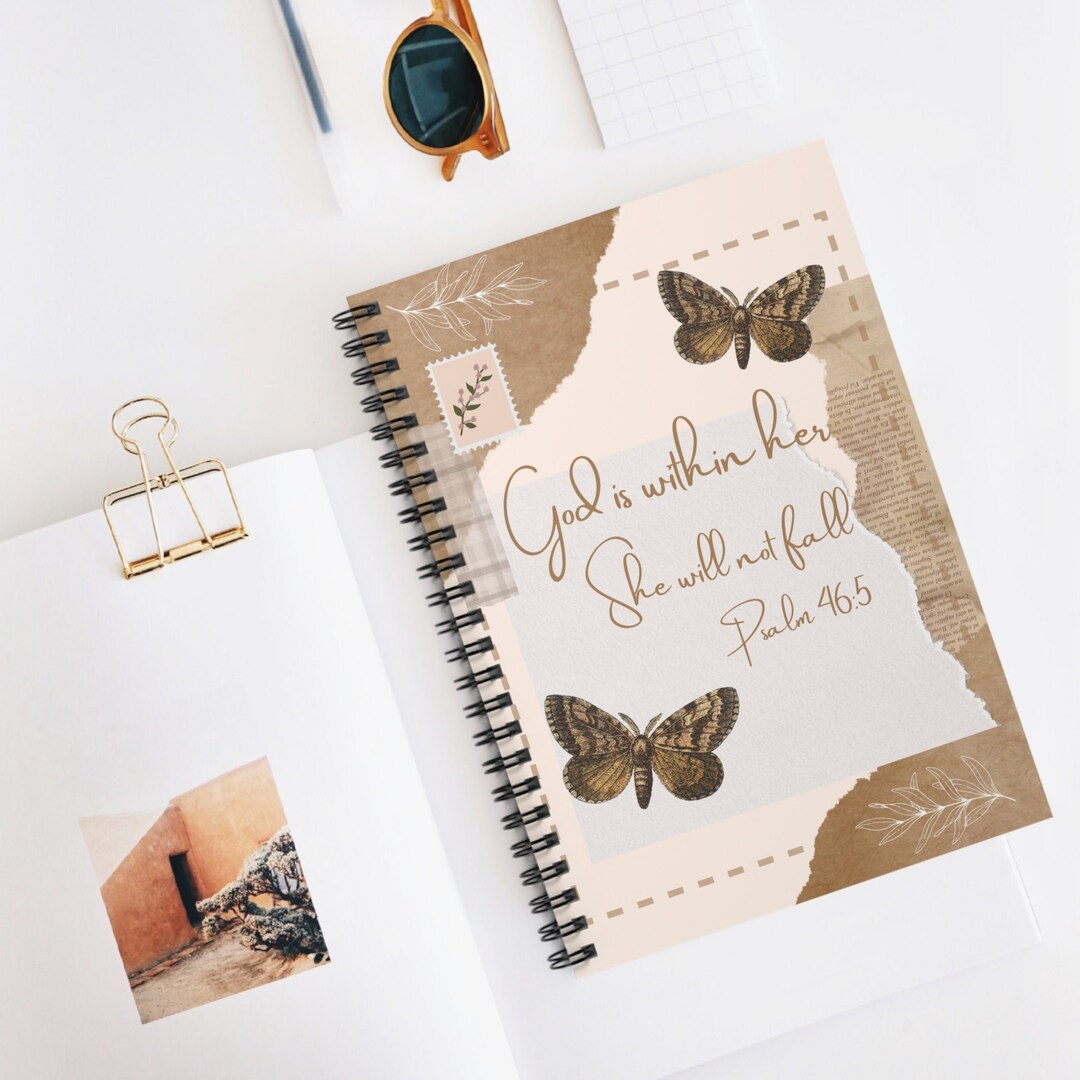 God is Within Her Spiral Notebook , Daily Devotional Journal, Bible ...