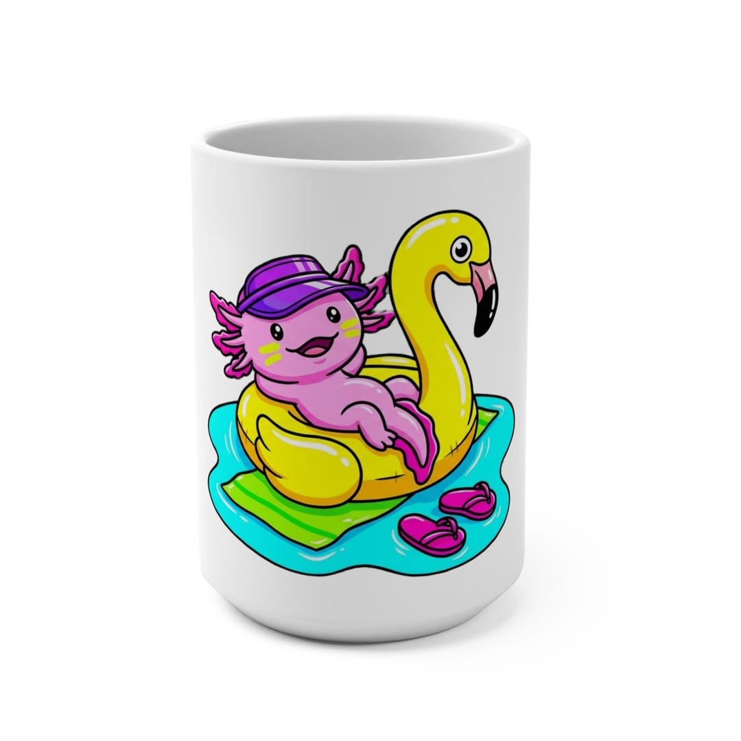 Pool Party Axolotls - Poolside Axolotl Sunbather - 15oz Mug - Etsy