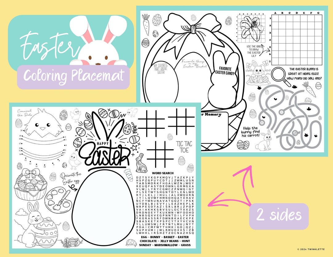 Easter Activity Placemat: Kids Coloring Page (digital Download) - Etsy