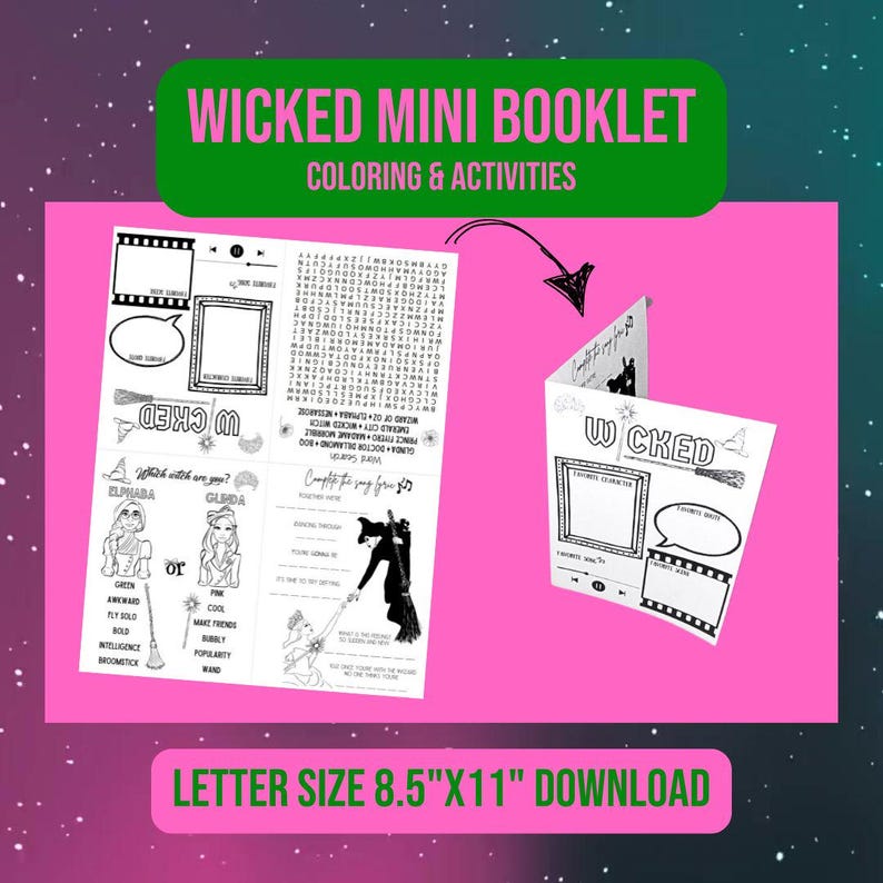 Wicked Coloring Activity Booklet: Foldable Mini Book (digital Download ...