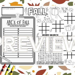 Fall Activity Coloring Placemat, Abc's of Fall, Autumn Learning - Etsy