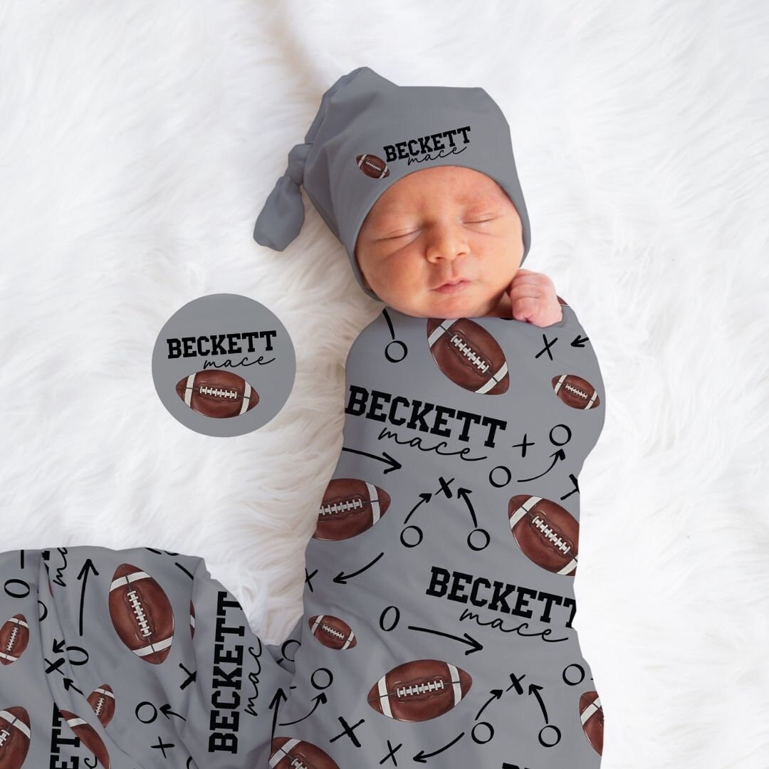 Football Baby Blanket American Football Customizable Swaddle Custom ...