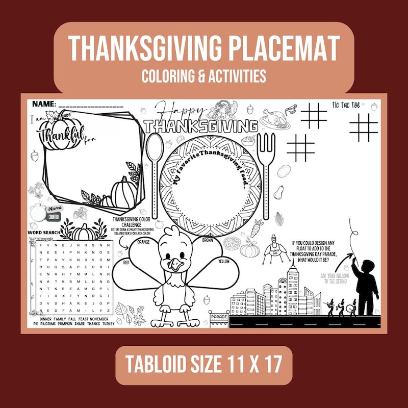 Thanksgiving Placemat - Etsy