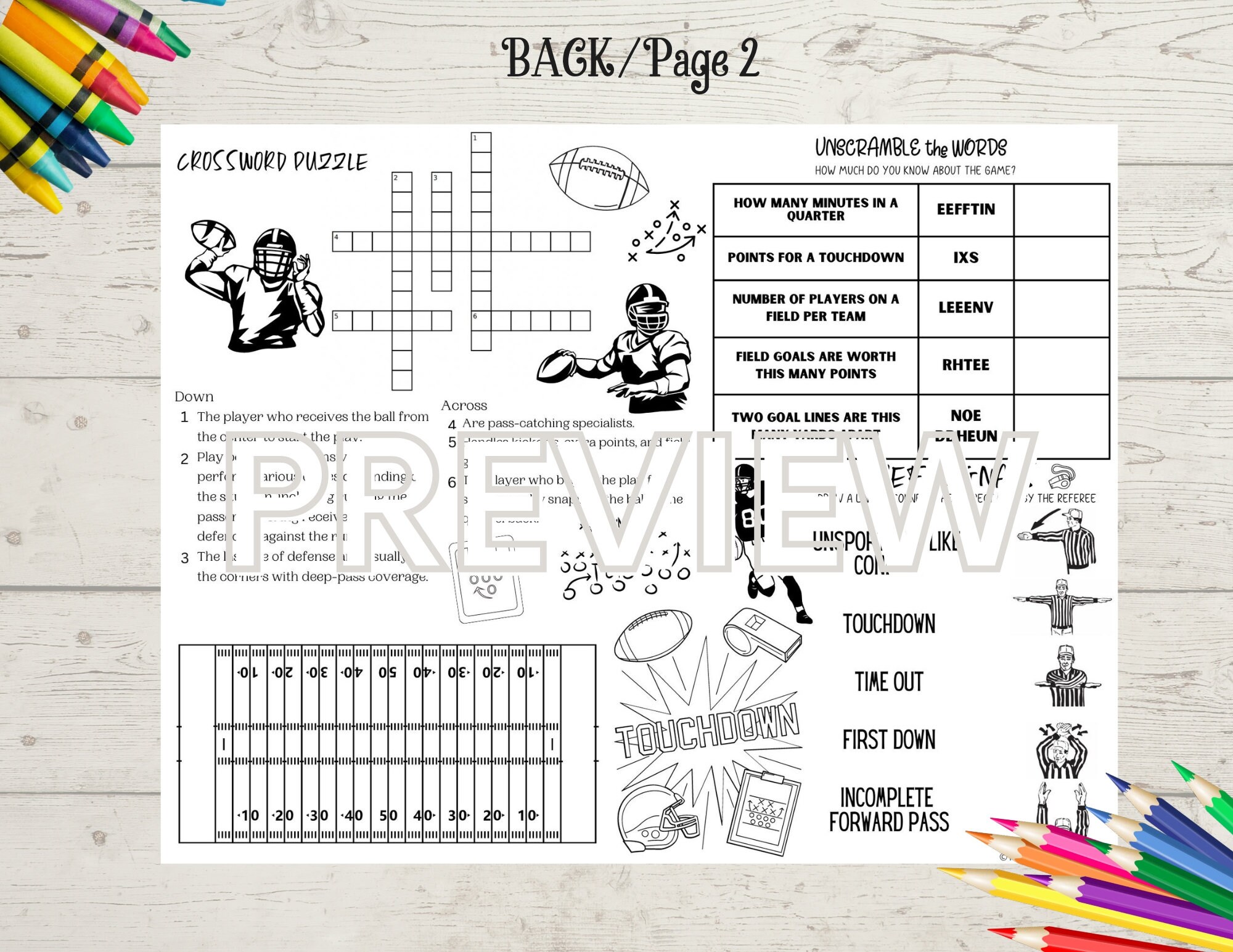 Football Activity, Sports Team Fun and Learning, Digital Download ...