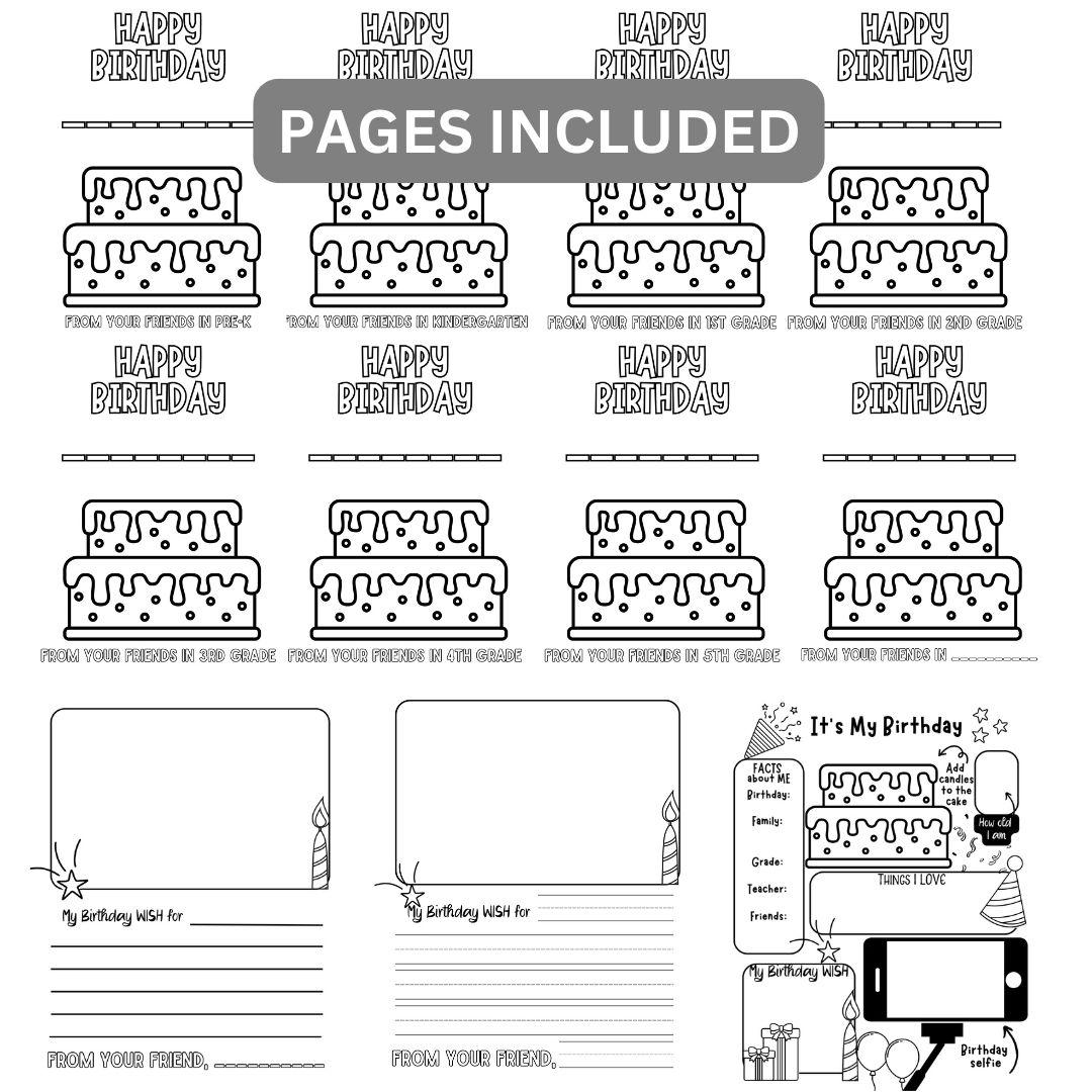 Birthday Memory Book: Classroom Coloring Keepsake (digital Download) - Etsy