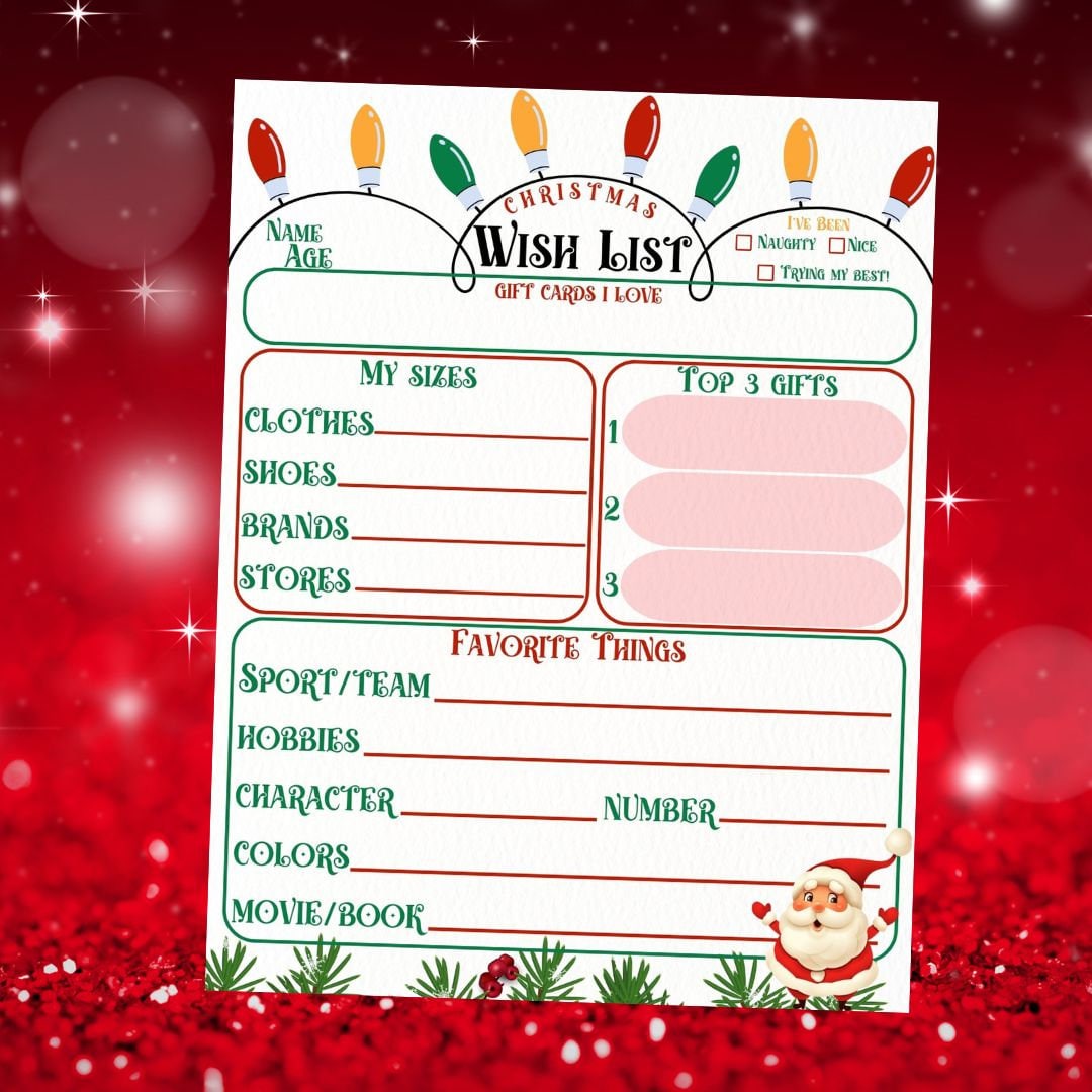 Child's Christmas Wish List Template (digital Download) - Etsy