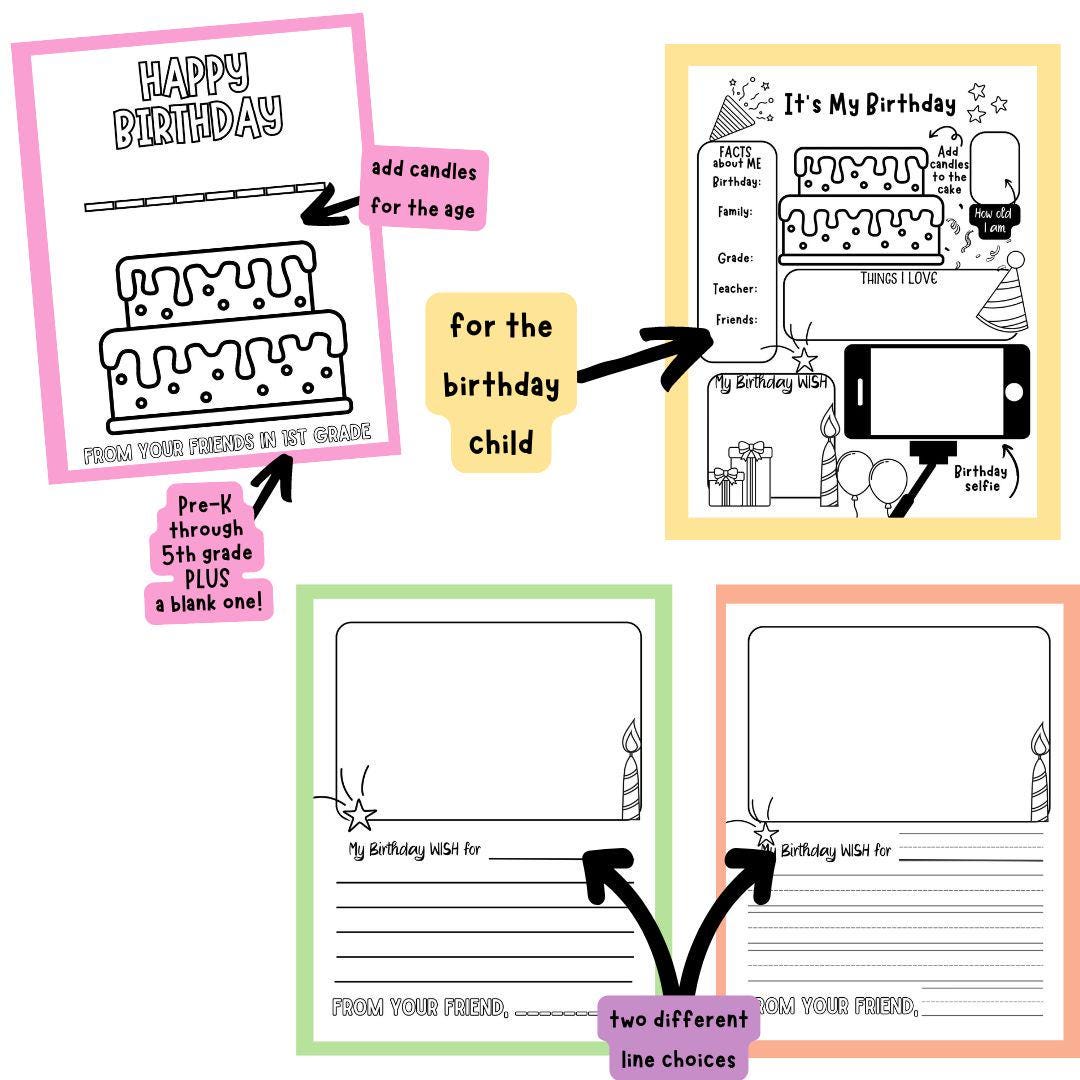 Birthday Memory Book: Classroom Coloring Keepsake (digital Download) - Etsy