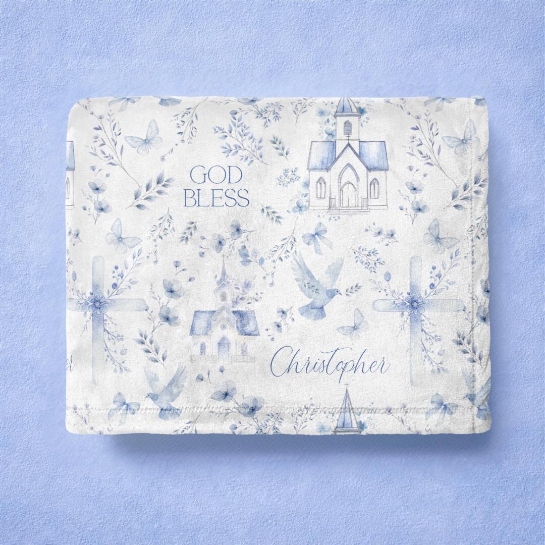Personalized Baptism Blanket, Church Toile, God Bless Gift - Etsy