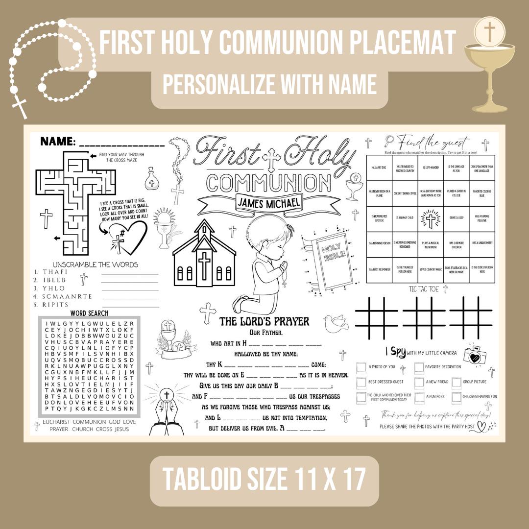 First Communion Placemat Printable | Double-sided Option | Holy ...