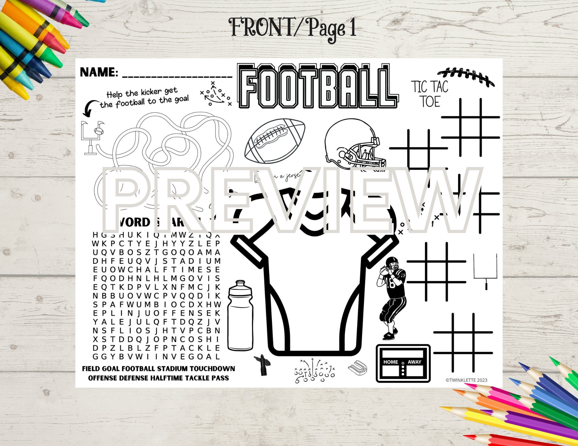 Football Activity, Sports Team Fun and Learning, Digital Download ...