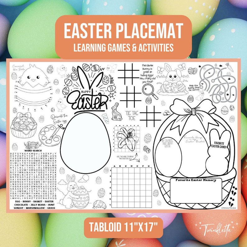 Easter Activity Placemat: Coloring, Word Search (digital Download) - Etsy