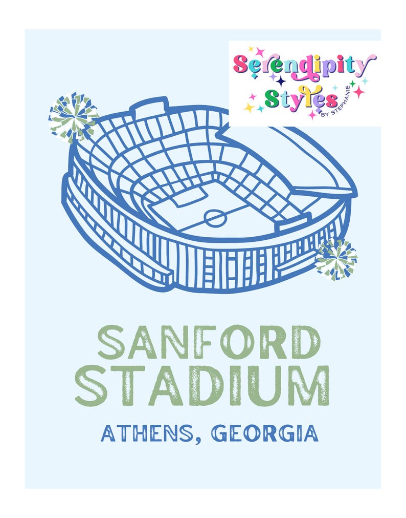 UGA Inspired Collegiate Dorm Prints - University of Georgia Blue and ...