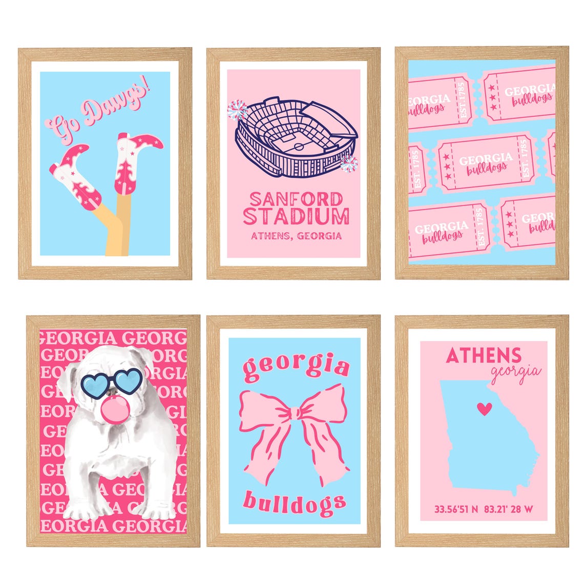 UGA Inspired Collegiate Dorm Prints - University of Georgia Pink - Etsy