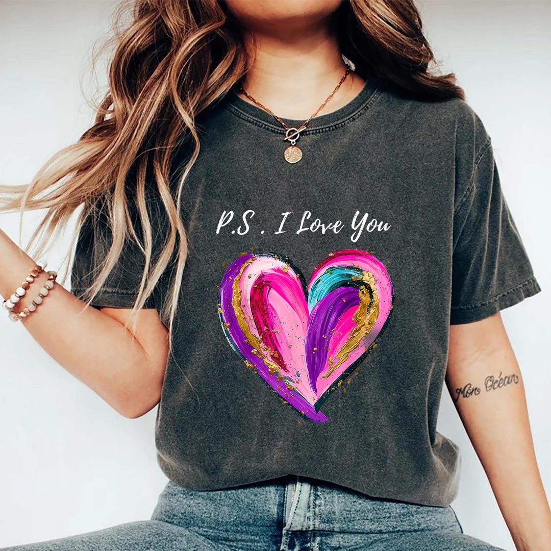 PS I Love You Day Valentine's Day Purple Heart Women Men Kid Shirt - Etsy