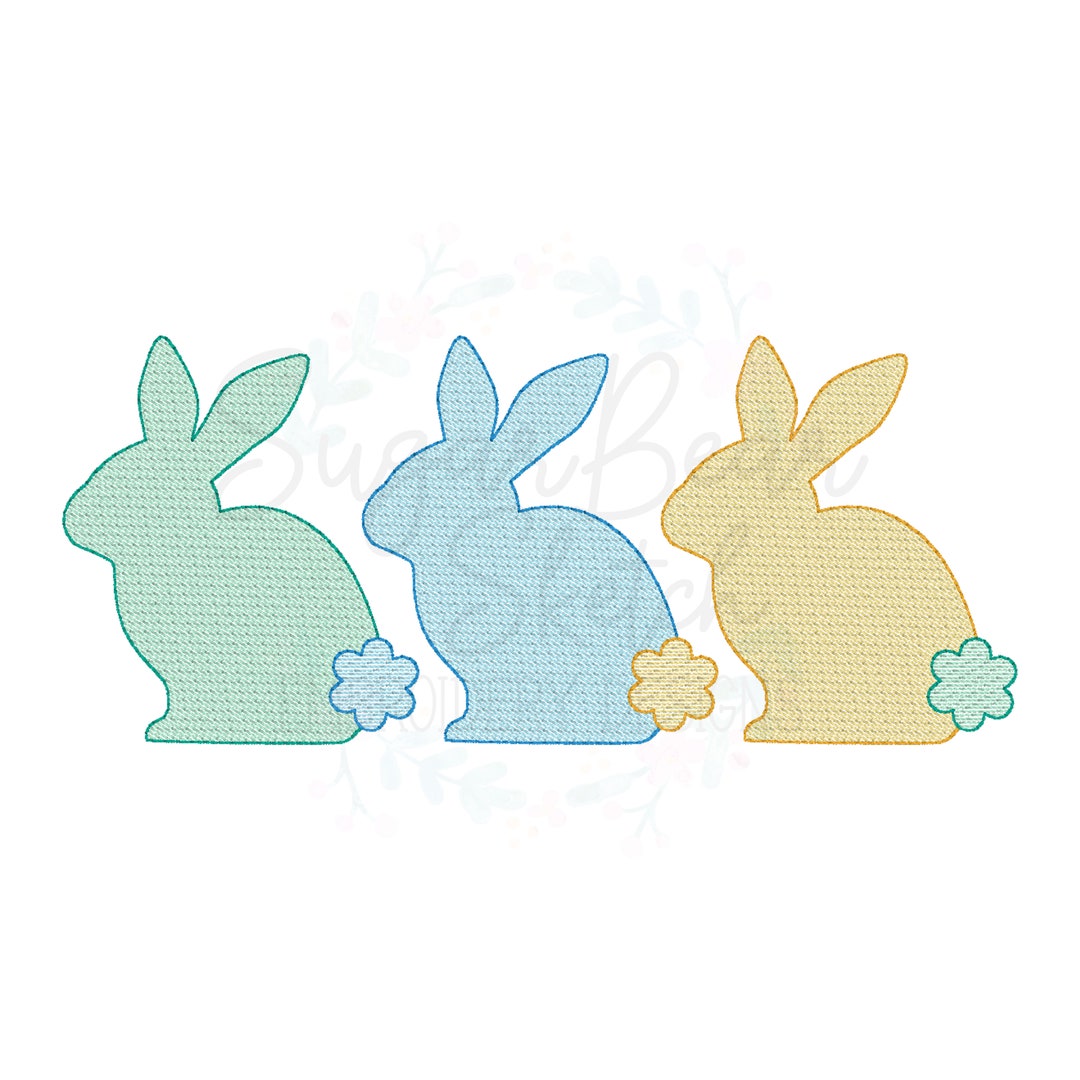 Groovy Tail Bunny Trio - Sketch Fill, Boy's Easter Spring Bunny ...