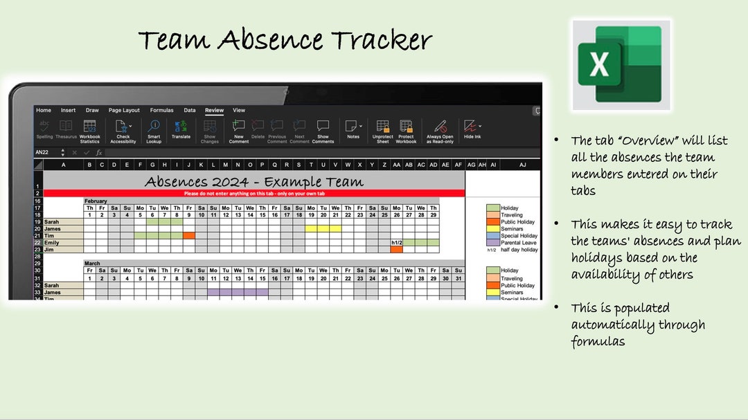 TEAM ABSENCE TRACKER 2025holiday Trackerteam Overviewholiday ...