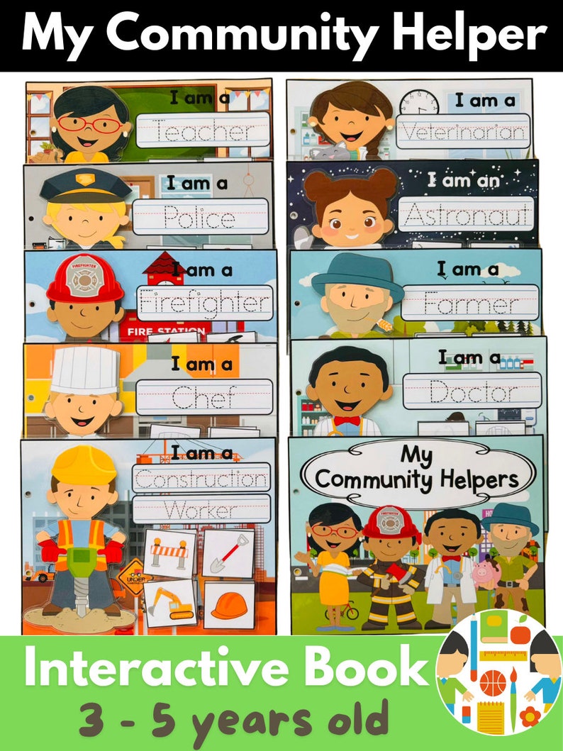 Community Helpers Interactive Book, Activities for Kids, Preschool ...