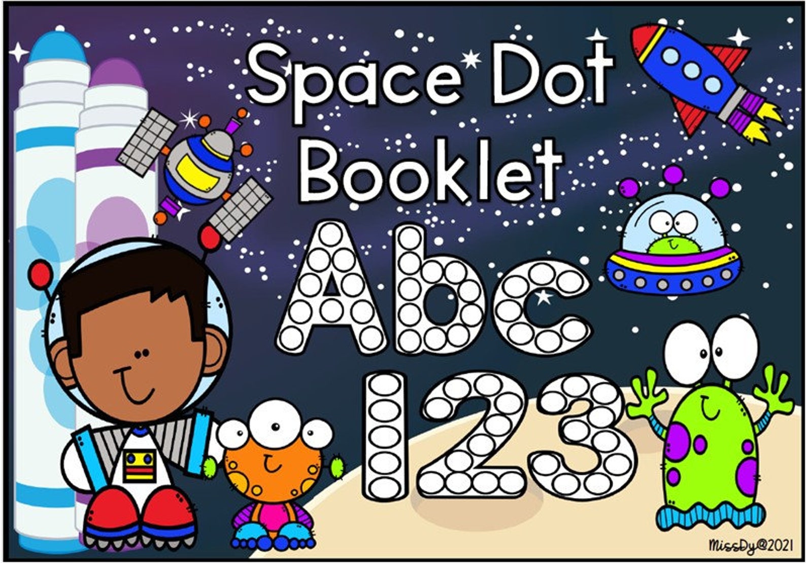 Space Alphabet and Numbers Dot Booklet - Etsy