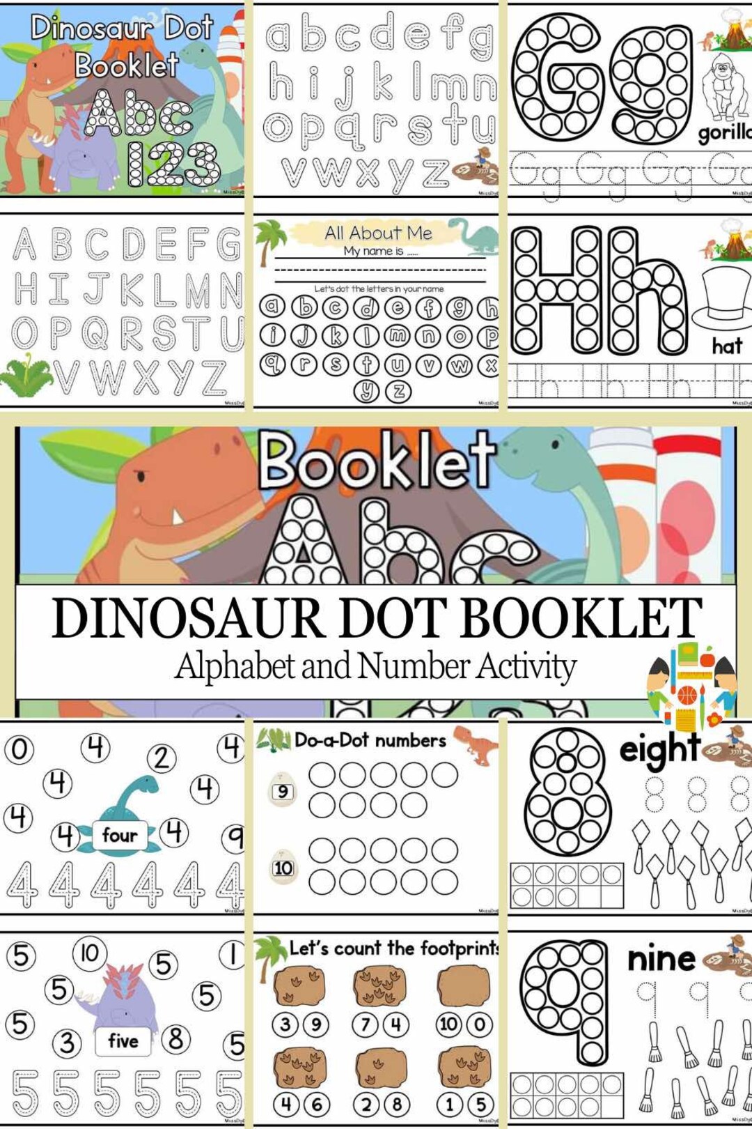 Dinosaur Alphabet and Numbers Dot Booklet - Etsy