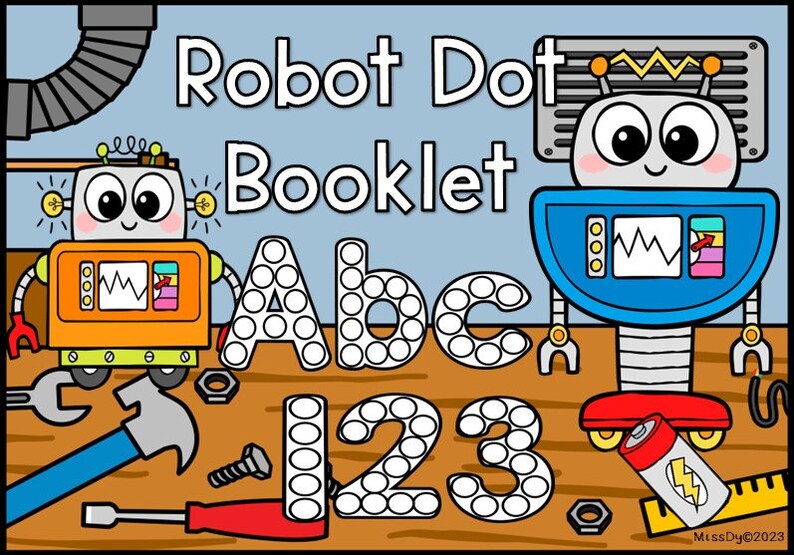 Robot Alphabet and Numbers Dab a Dot Booklet - Etsy