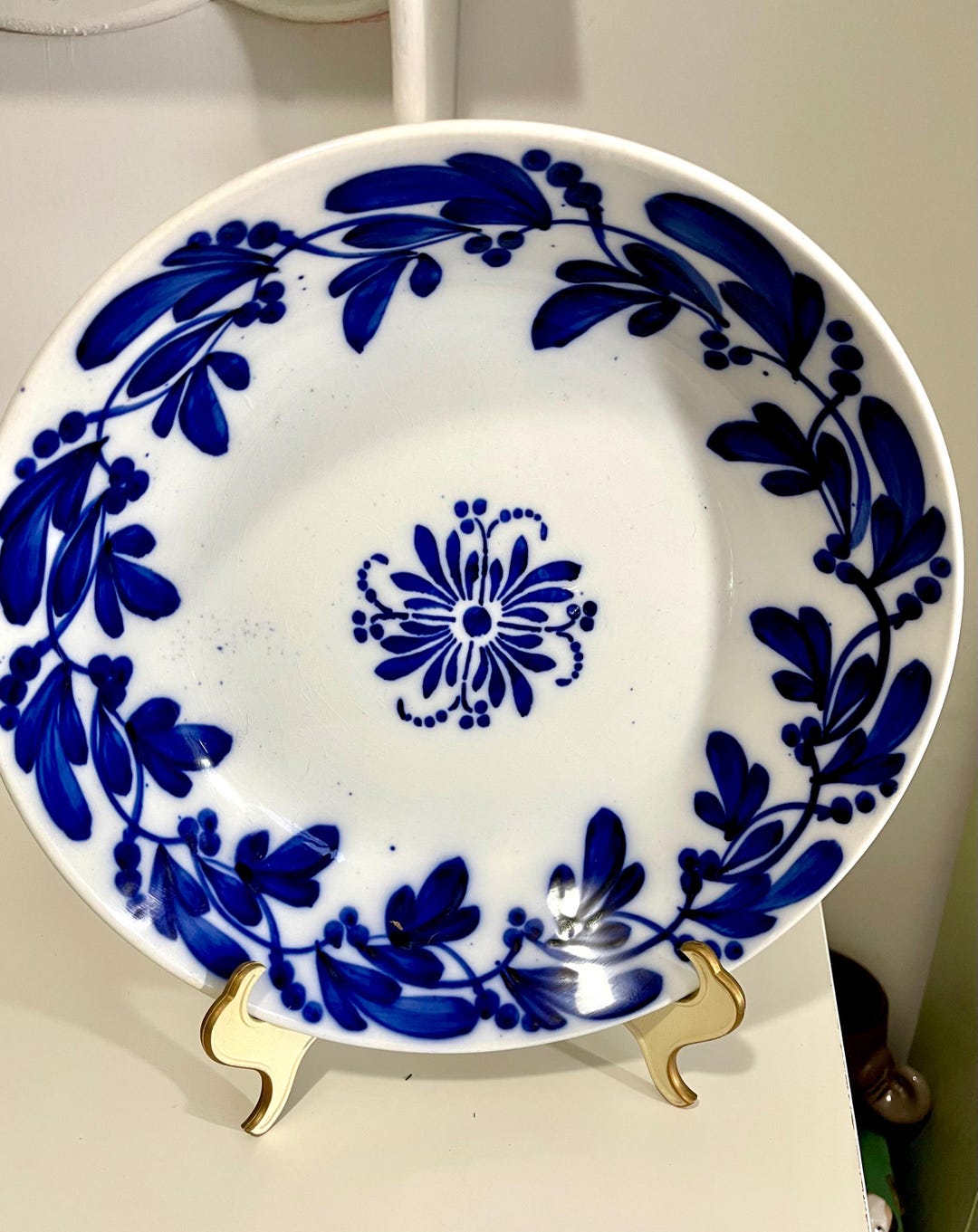 Rare Antique Opaque Luneville Flow Blue Large Bowl Old Strasbourg ...