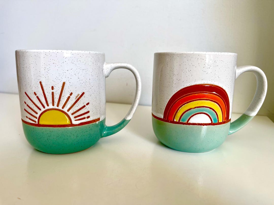 2 for 1 Price Potters Corner Rainbow Happy and Sun Mint Green and White ...