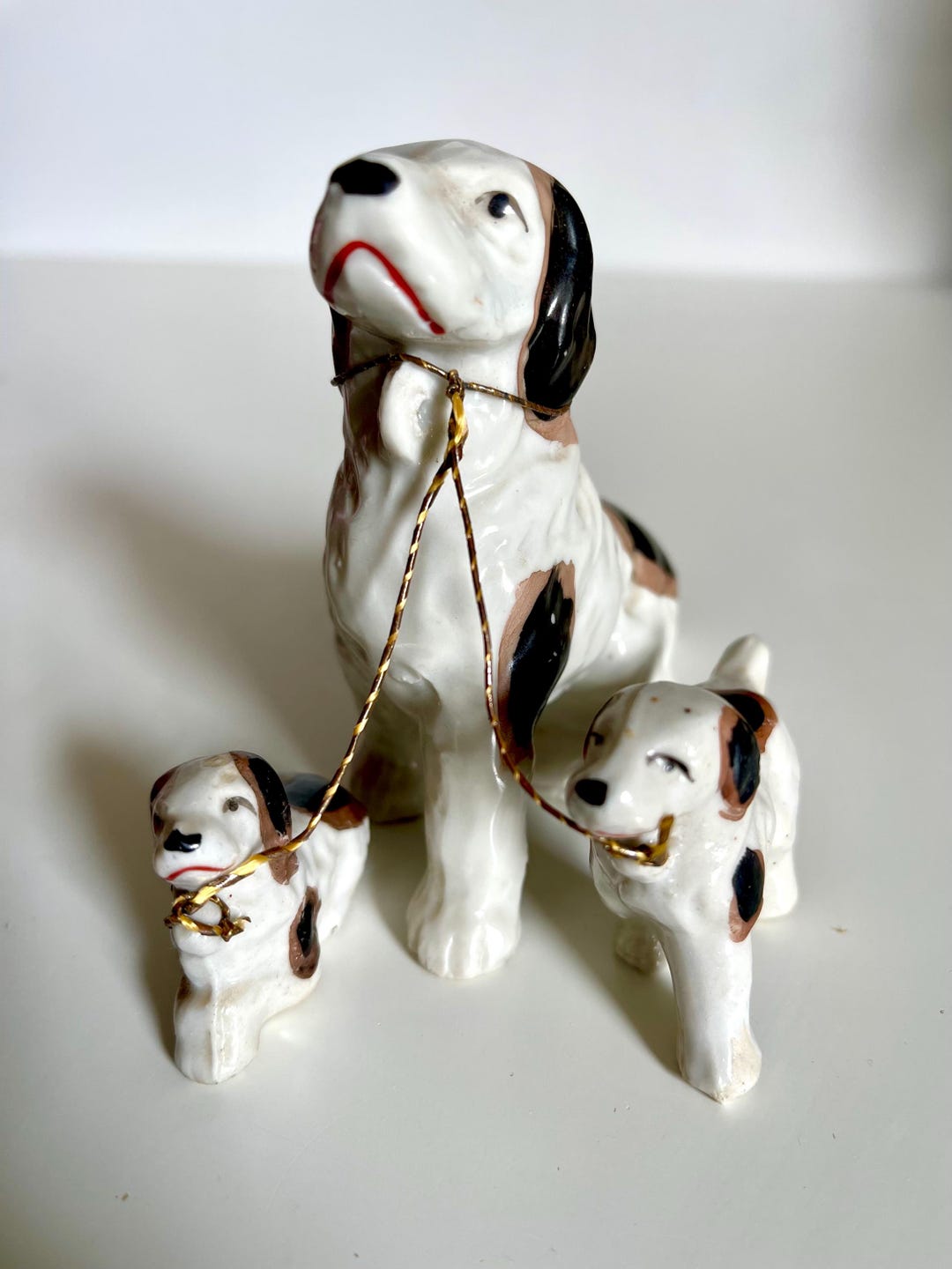 VTG Setter Springer Dog & Puppies on Chain Figurines Made in Japan ...