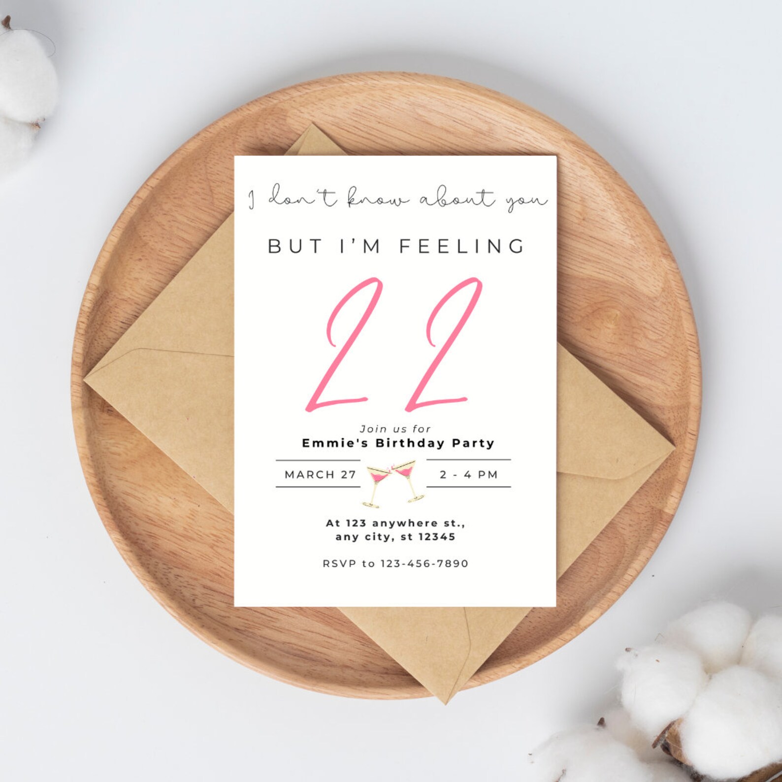 Feeling 22 Invite, Taylor Swift, Instant Download, I Don’t Know About ...