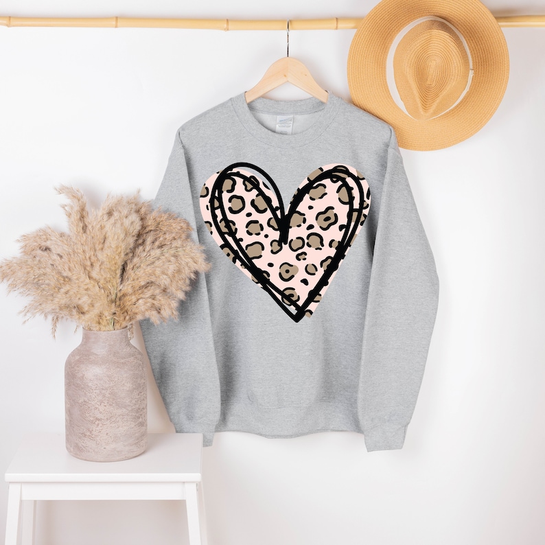 Leopard Print Valentines Day Sweatshirt, Heart Hoodie, Cute Valentine Sweatshirt, Valentines Day ...