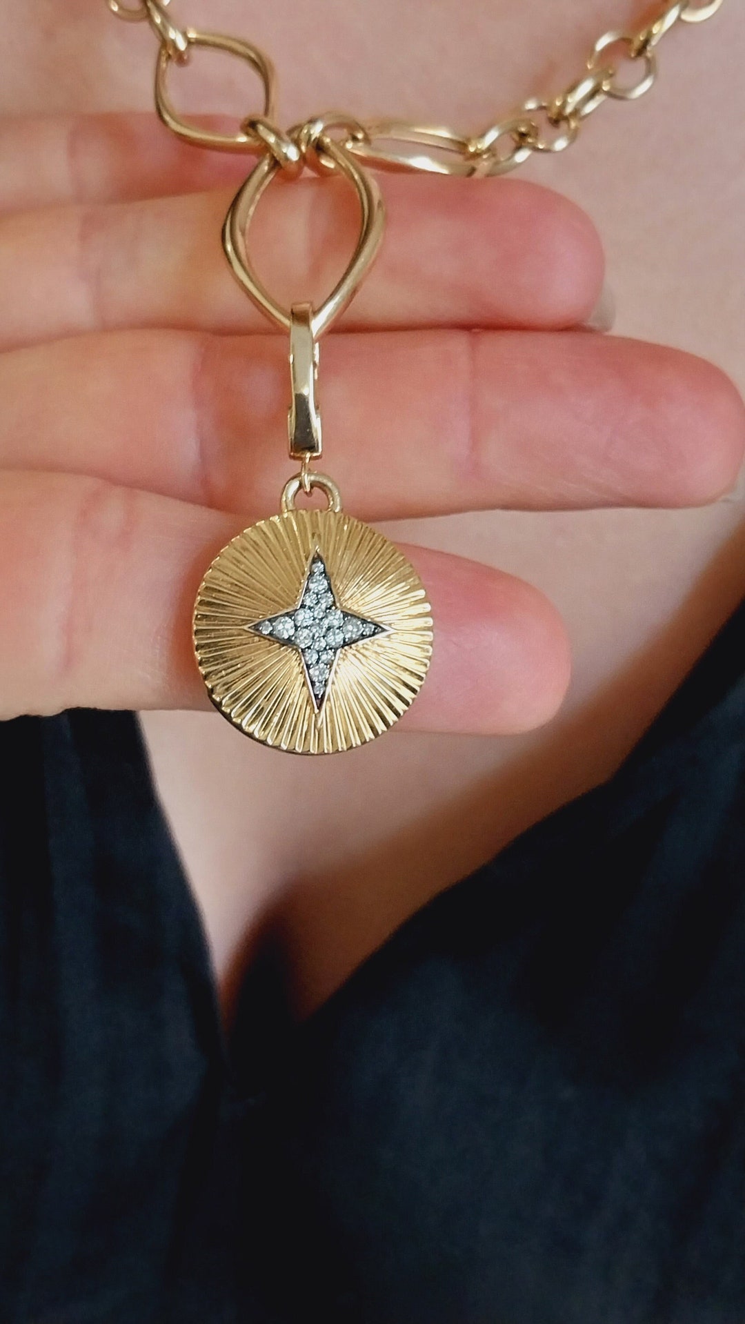 Gold Star Dust Necklace Charm in Diamond Dainty Gold Star Motif ...