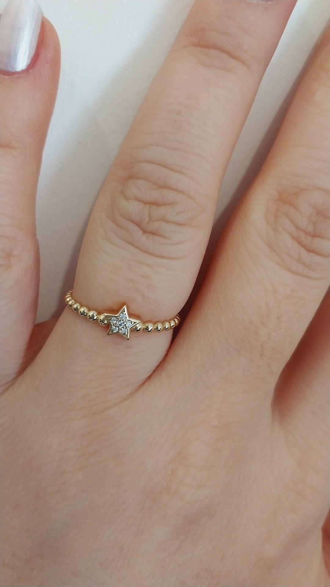 14k Gold Star Shape Ring in Diamond 18k Gold Star Motif Diamond Ring ...