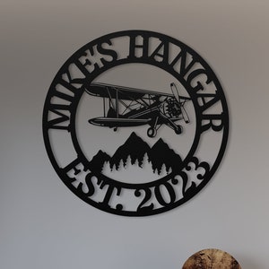 Custom Propeller Plane Metal Sign, Personalized Airplane Hangar Sign ...