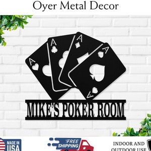 Personalized Poker Room Metal Sign, Playing Cards Metal Sign, Custom ...