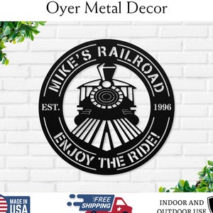 Personalized Metal Train Sign, Custom Metal Name Sign, Railroad Sign ...