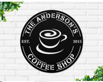 Personalized LED Light Coffee Bar Metal Sign, Coffee Sign, Coffee Shop ...