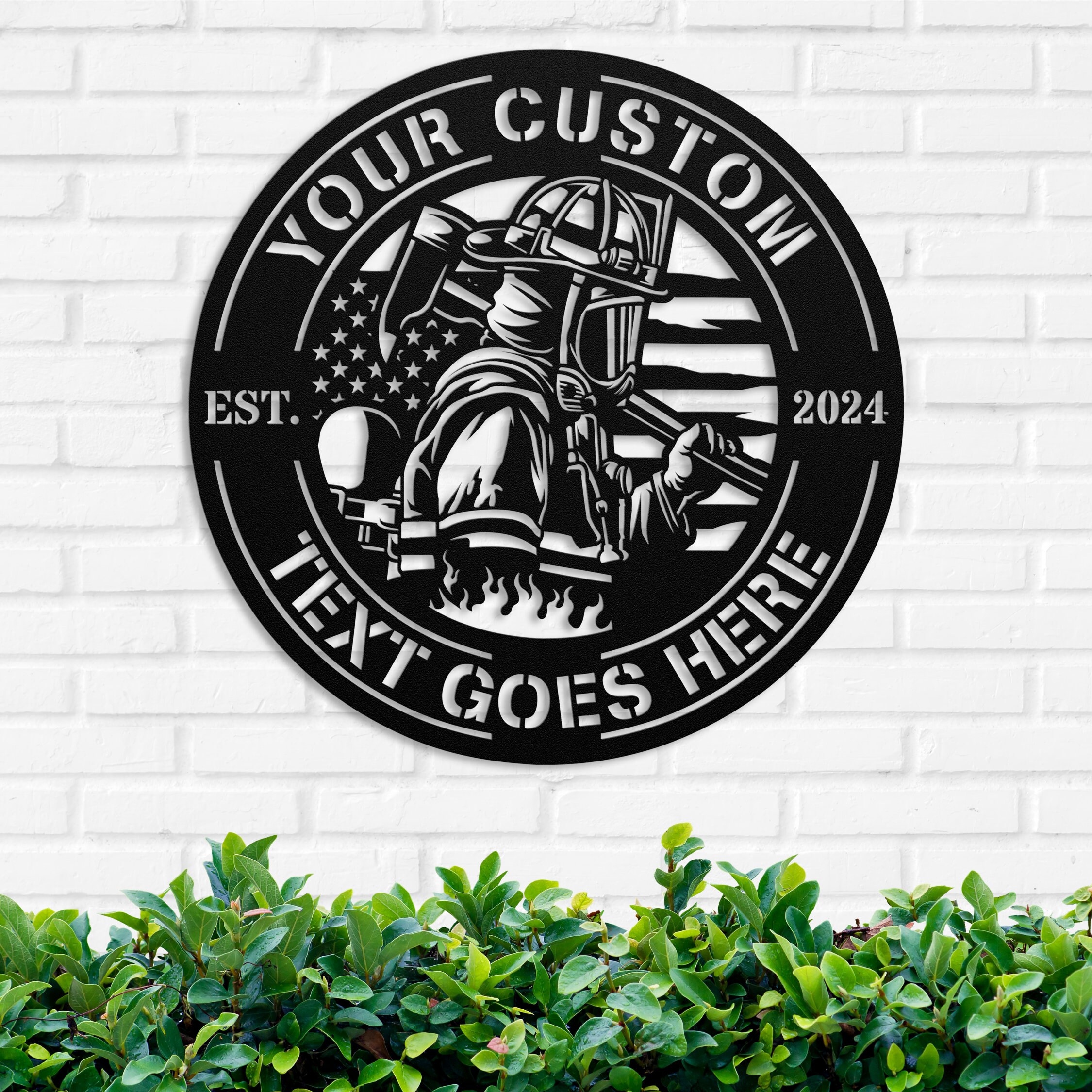 Custom Firefighter Monogram Metal Sign, Personalized Metal Fire ...