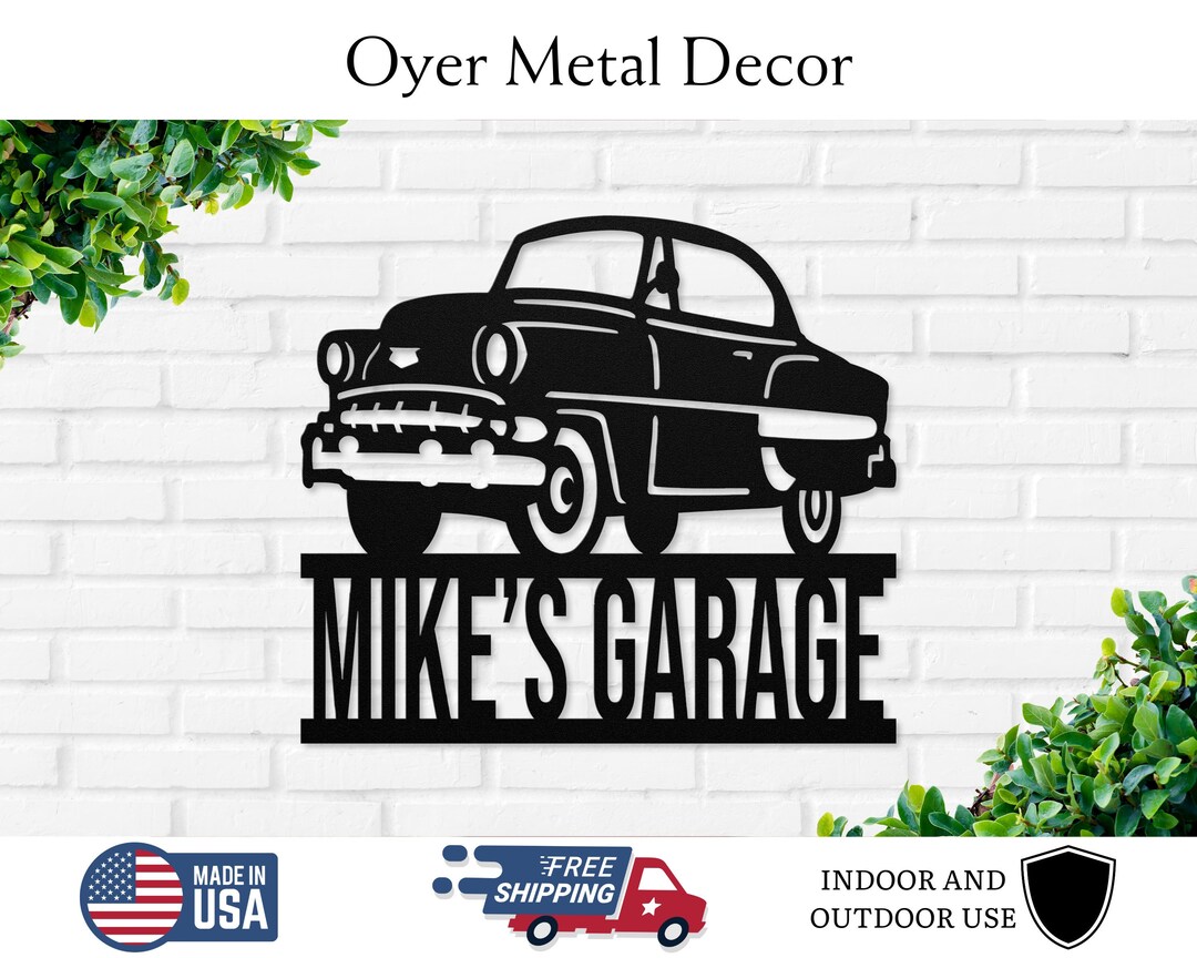 Personalized Metal Classic Car Sign, Car Signs for Garage, Gift for Dad ...