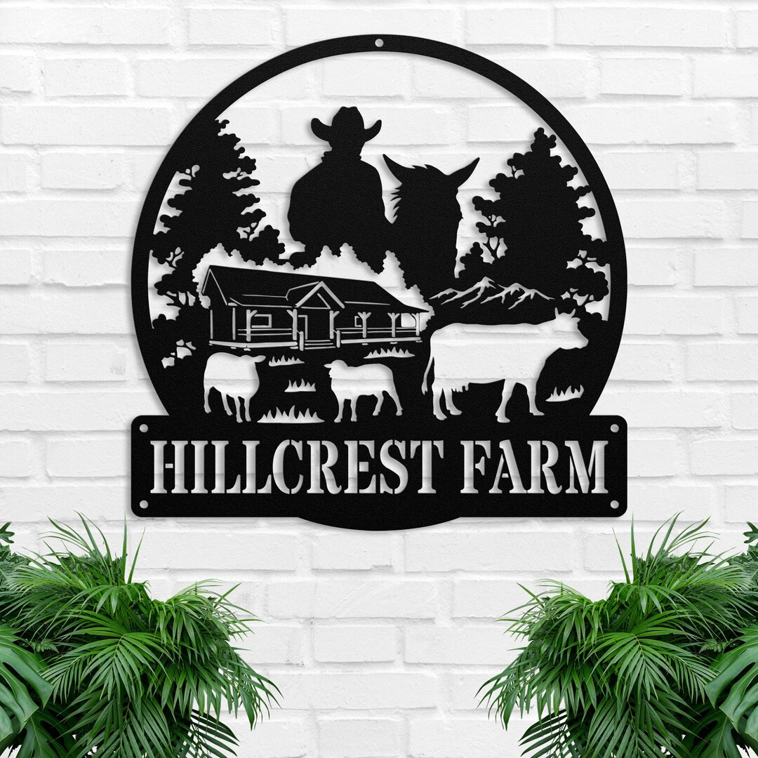 Custom Farmhouse Metal Sign, Personalized Family Name Monogram ...