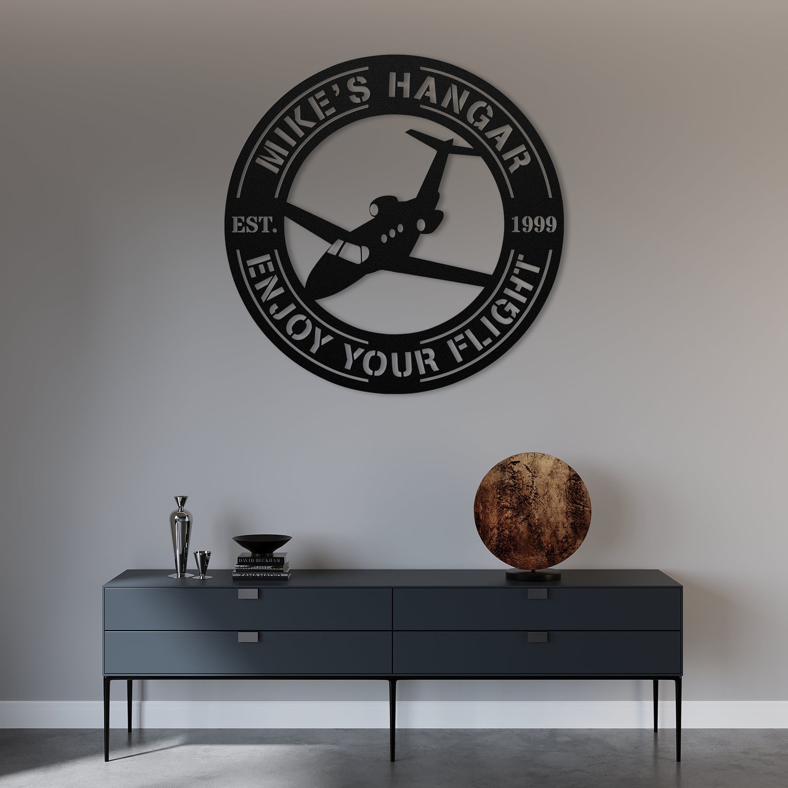 Personalized Metal Airplane Hangar Sign, Custom Plane Decor Metal Sign ...