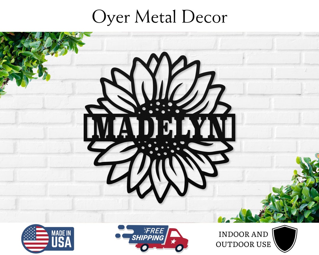 Custom Metal Sunflower Name Sign, Sunflower Gifts for Her, Sunflower ...