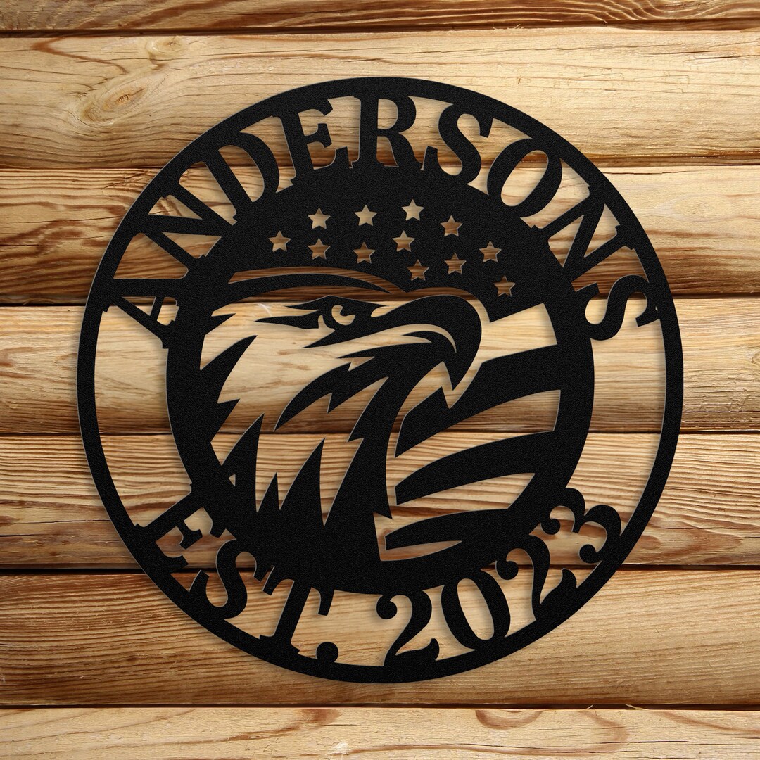 Custom American Flag Metal Sign, Personalized American Bald Eagle Wall ...
