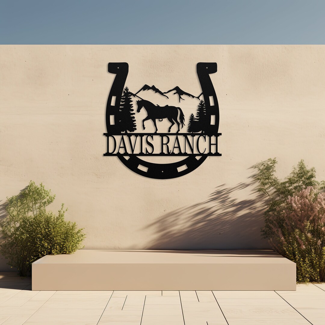 Personalized Horseshoe Metal Ranch Sign Monogram, Custom Horse Family ...