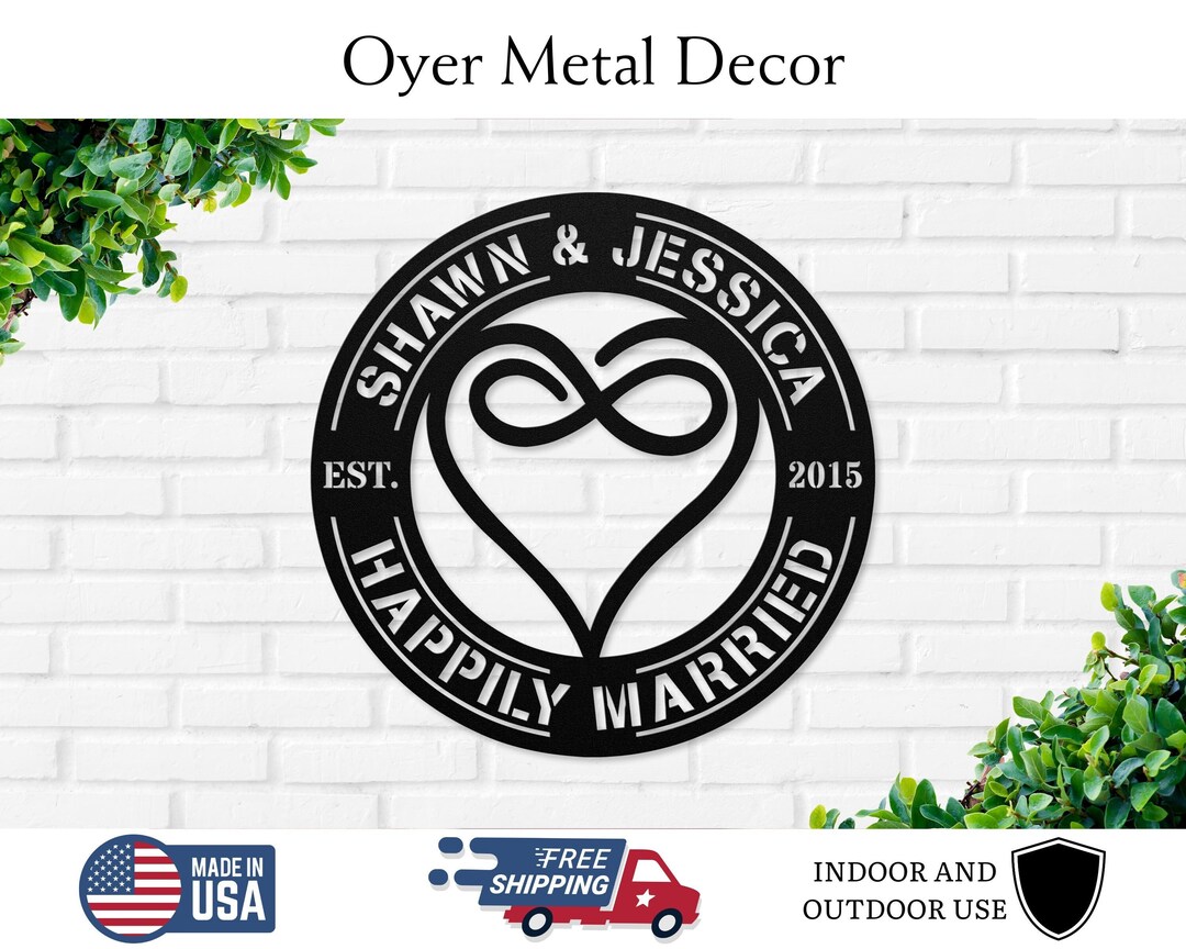 Personalized Infinity Heart Metal Sign, Custom Infinity Sign, Gift for ...