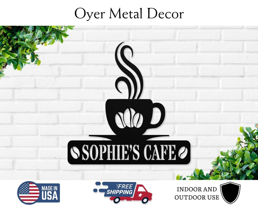 Custom Coffee Bar Metal Sign, Coffee Sign, Personalized Coffee Shop ...
