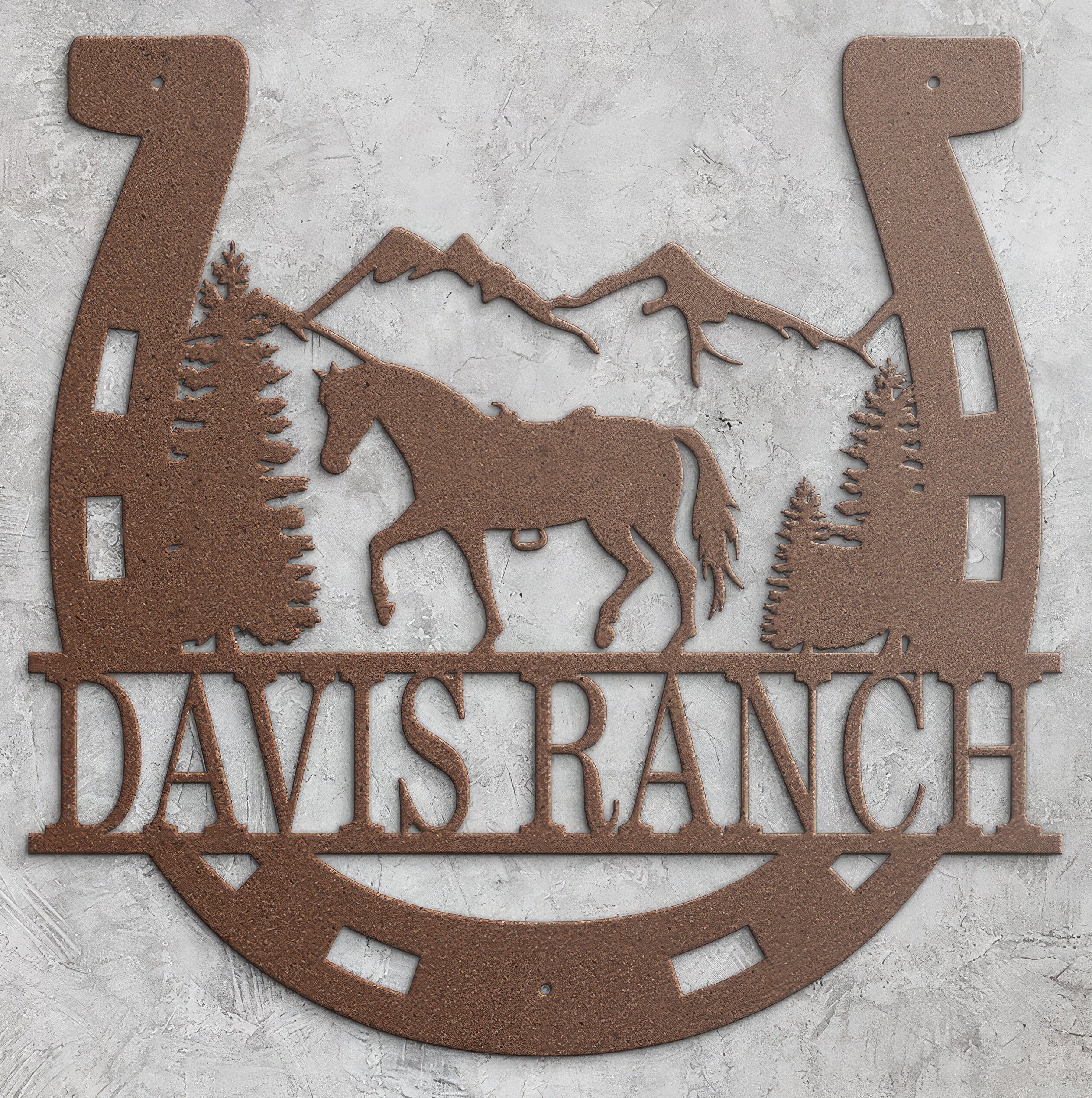 Personalized Horseshoe Metal Ranch Sign Monogram, Custom Horse Family ...