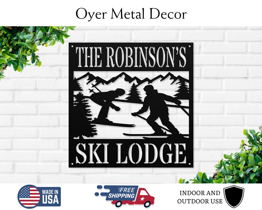 Personalized Snow Skiing Sign, Custom Ski Lodge Decor, Snow Skiing Gift ...