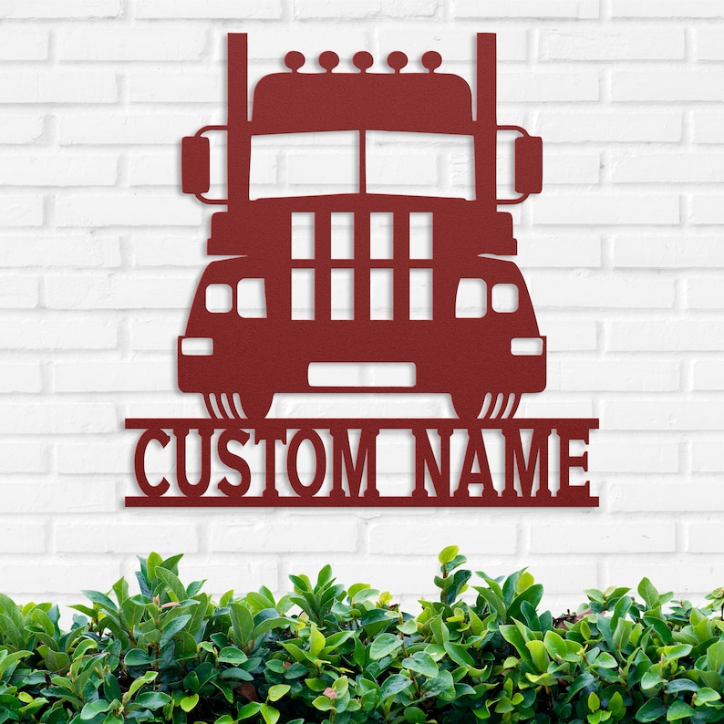 Custom Semi Truck Metal Wall Art, Personalized Trucker Name Sign Home ...