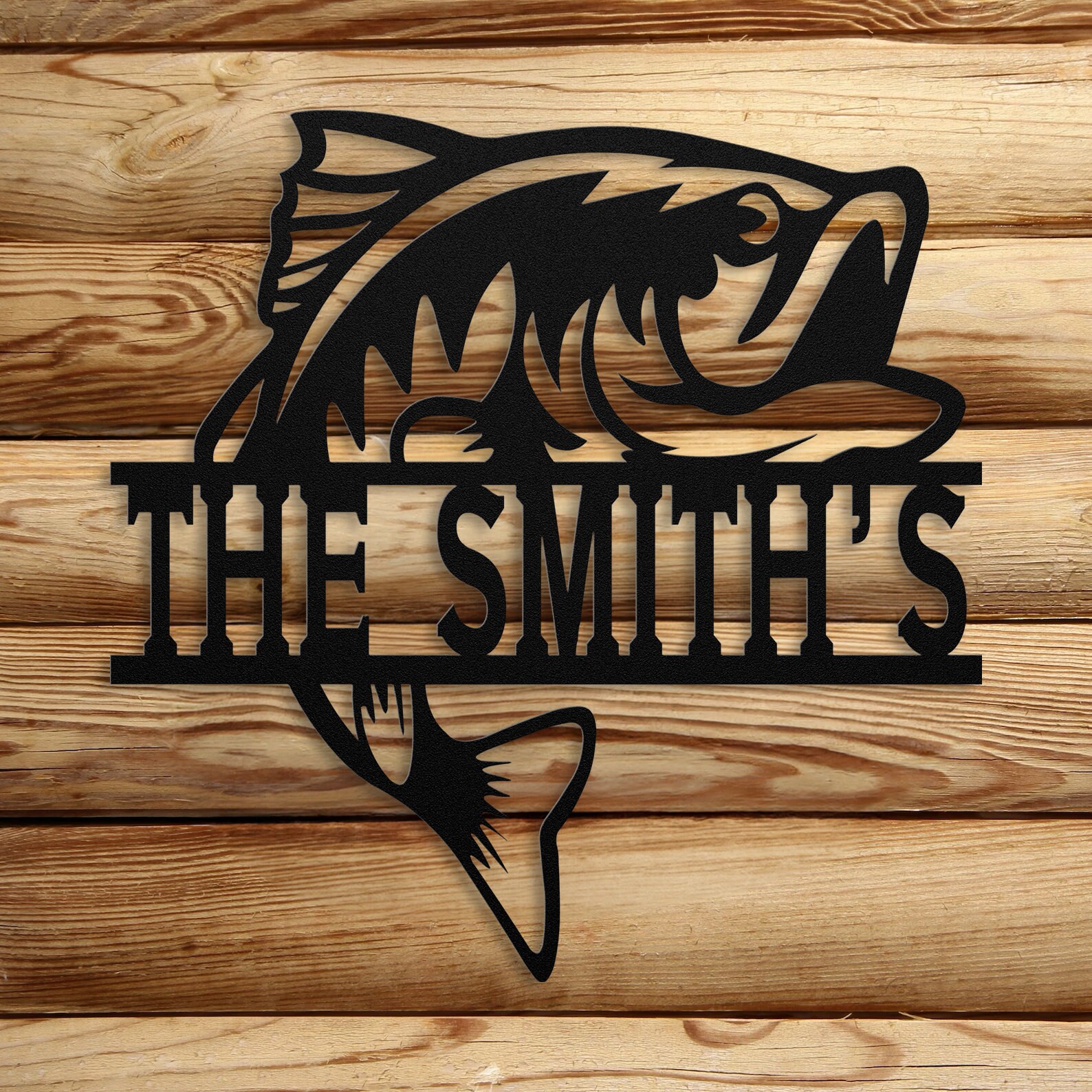 Custom Fish Metal Name Sign, Personalized Fisher Name Sign Home Decor ...